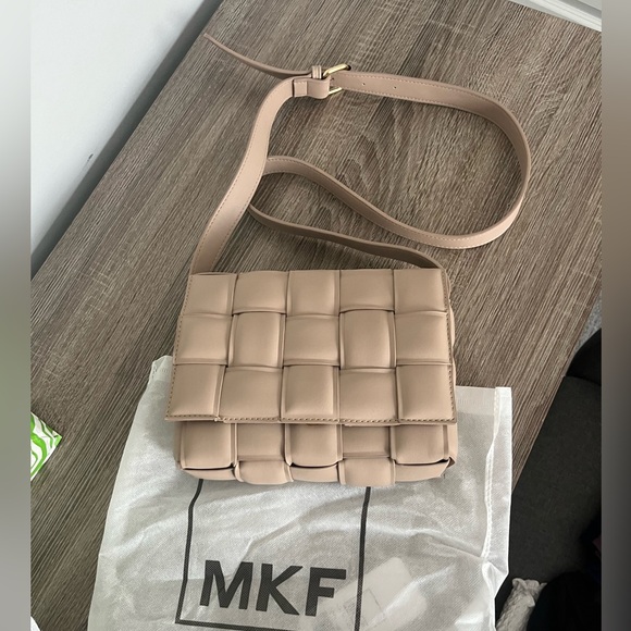 MFK by Mia K | Bags | New Mkf Collection Taupe Ginger Woven Crossbody ...